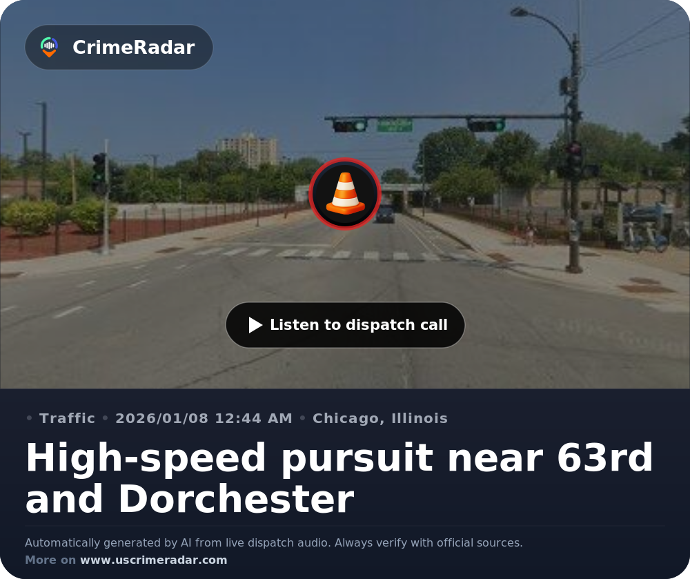 High-speed pursuit near 63rd and Dorchester, Chicago IL | CrimeRadar