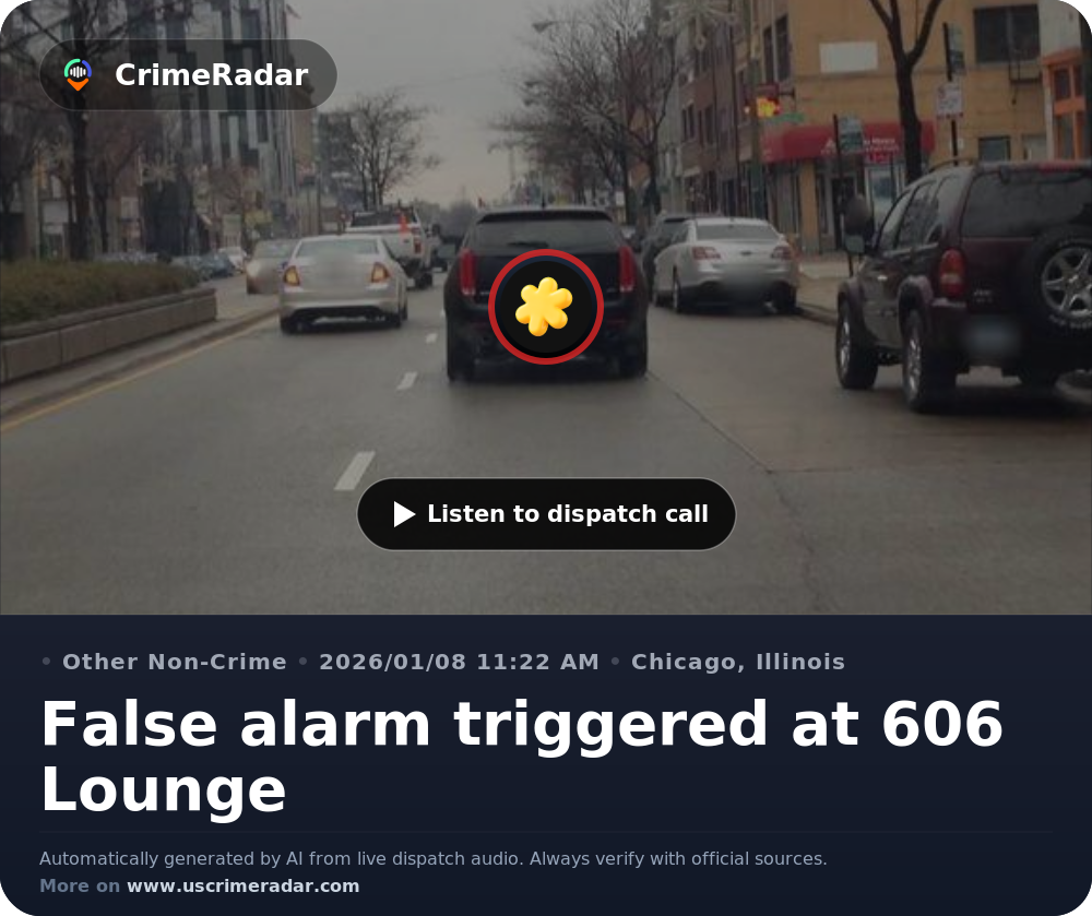 False alarm triggered at 606 Lounge, Chicago IL | CrimeRadar