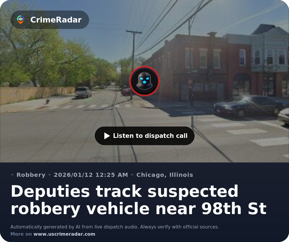 Deputies track suspected robbery vehicle near 98th St, Chicago IL ...