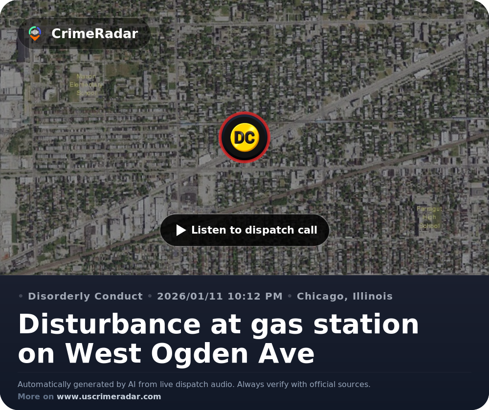 Disturbance at gas station on West Ogden Ave, Chicago IL | CrimeRadar
