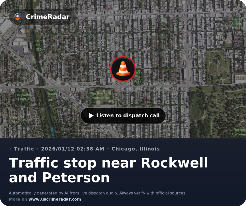 Traffic stop near Rockwell and Peterson, Chicago IL | CrimeRadar