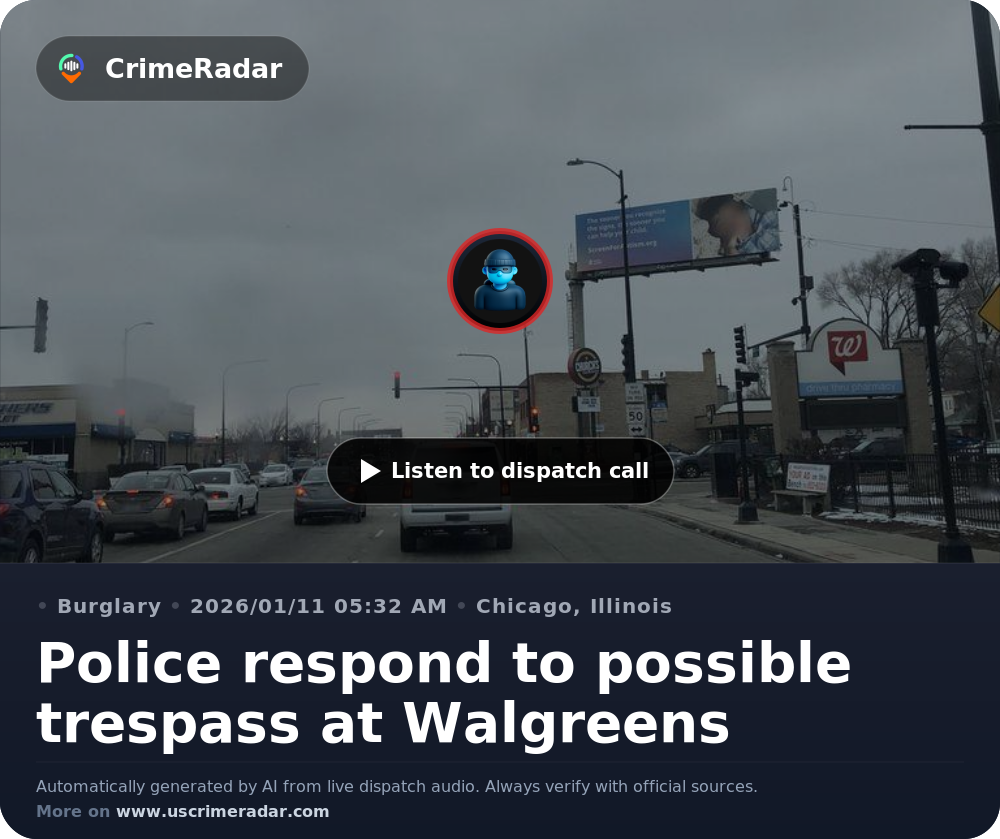 Police respond to possible trespass at Walgreens, Chicago IL | CrimeRadar