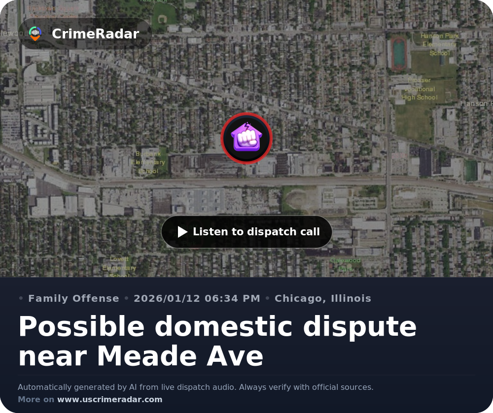 Possible domestic dispute near Meade Ave, Chicago IL | CrimeRadar