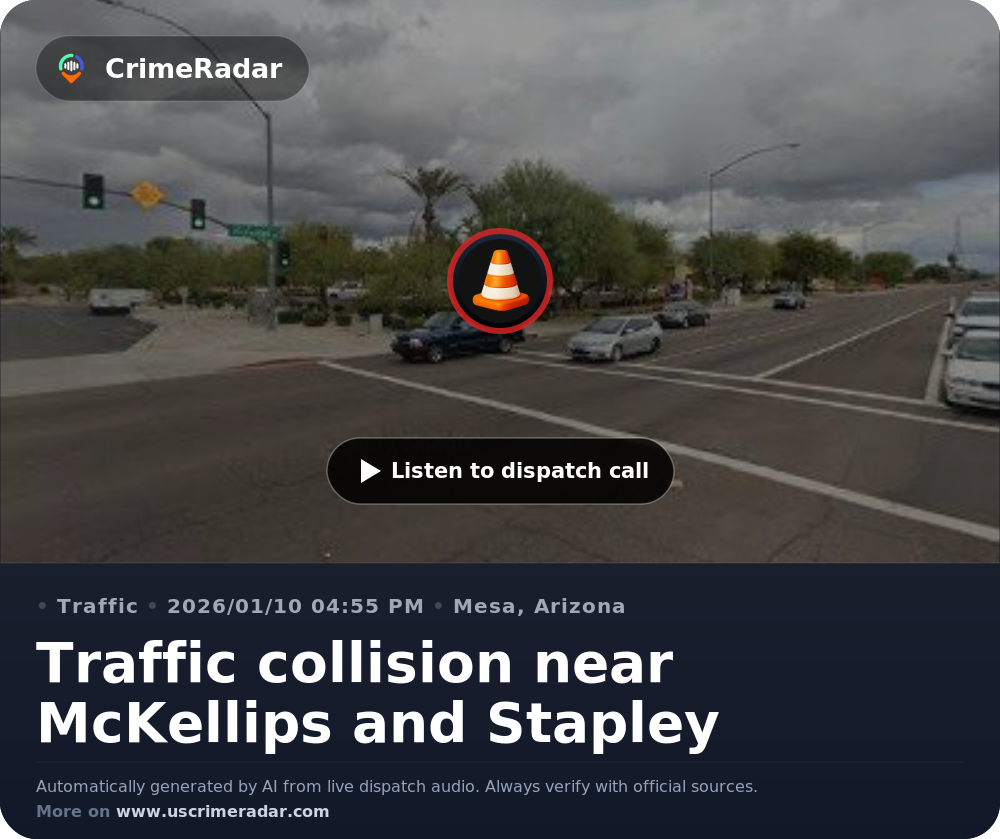 Traffic collision near McKellips and Stapley, Mesa AZ | CrimeRadar