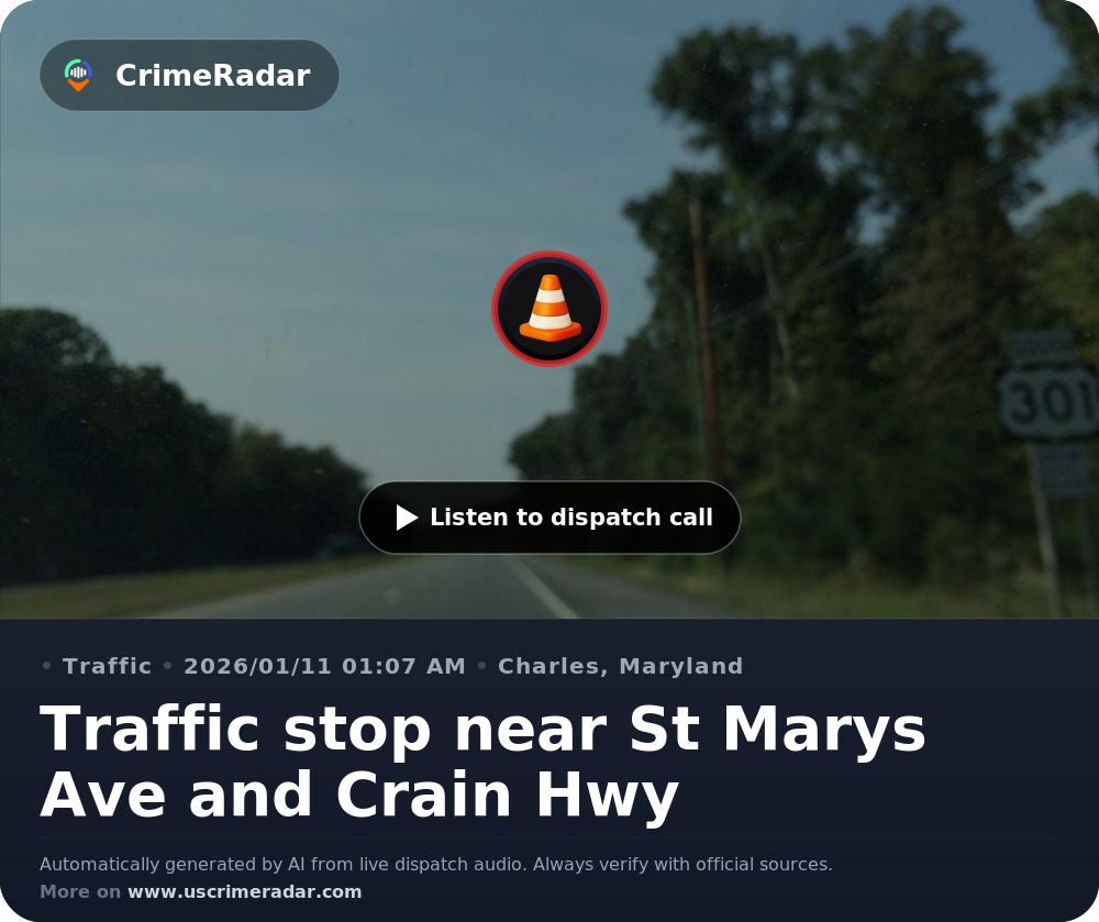 Traffic stop near St Marys Ave and Crain Hwy, Charles County MD ...