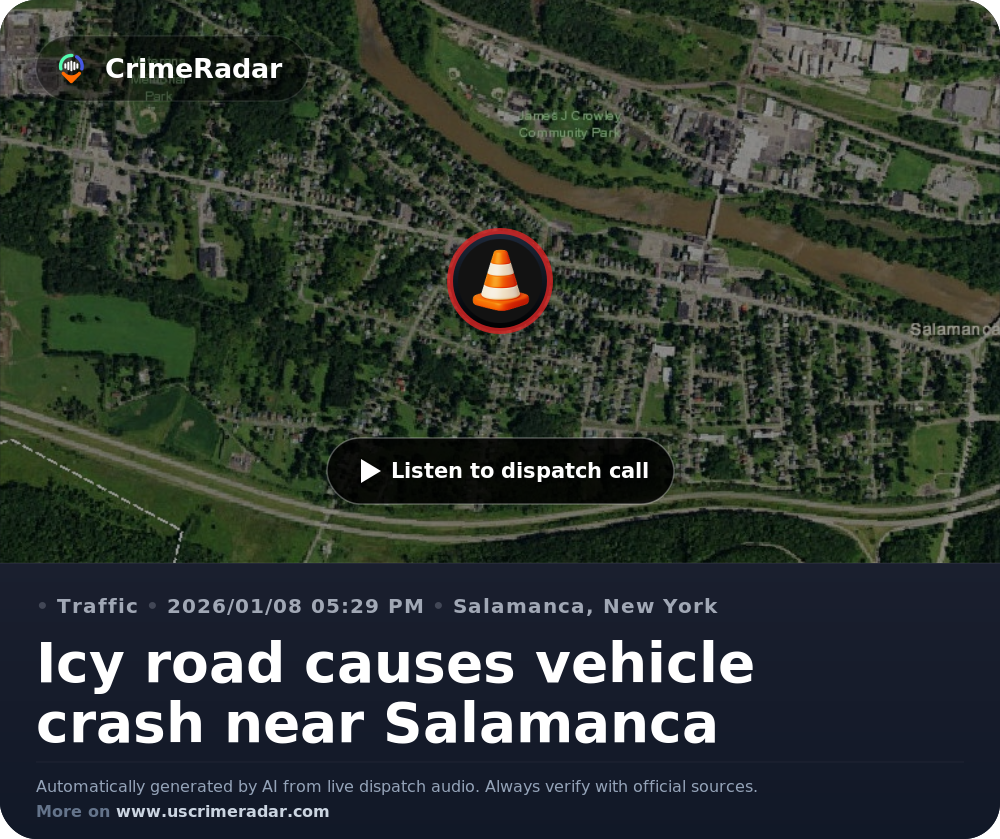 Icy road causes vehicle crash near Salamanca, Salamanca NY | CrimeRadar