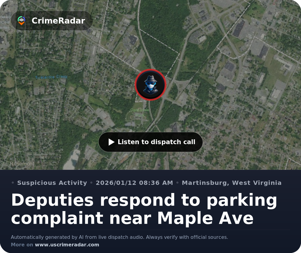 Deputies respond to parking complaint near Maple Ave, Martinsburg WV ...