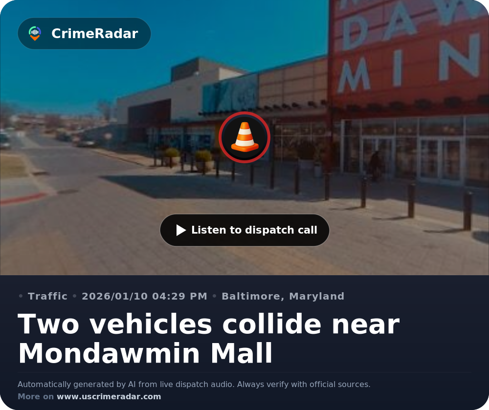 Two vehicles collide near Mondawmin Mall, Baltimore MD | CrimeRadar