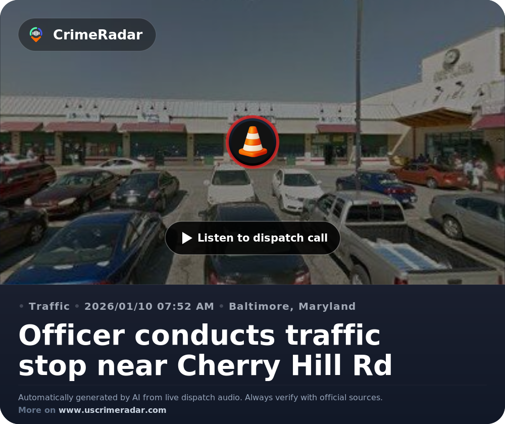 Officer conducts traffic stop near Cherry Hill Rd, Baltimore MD ...
