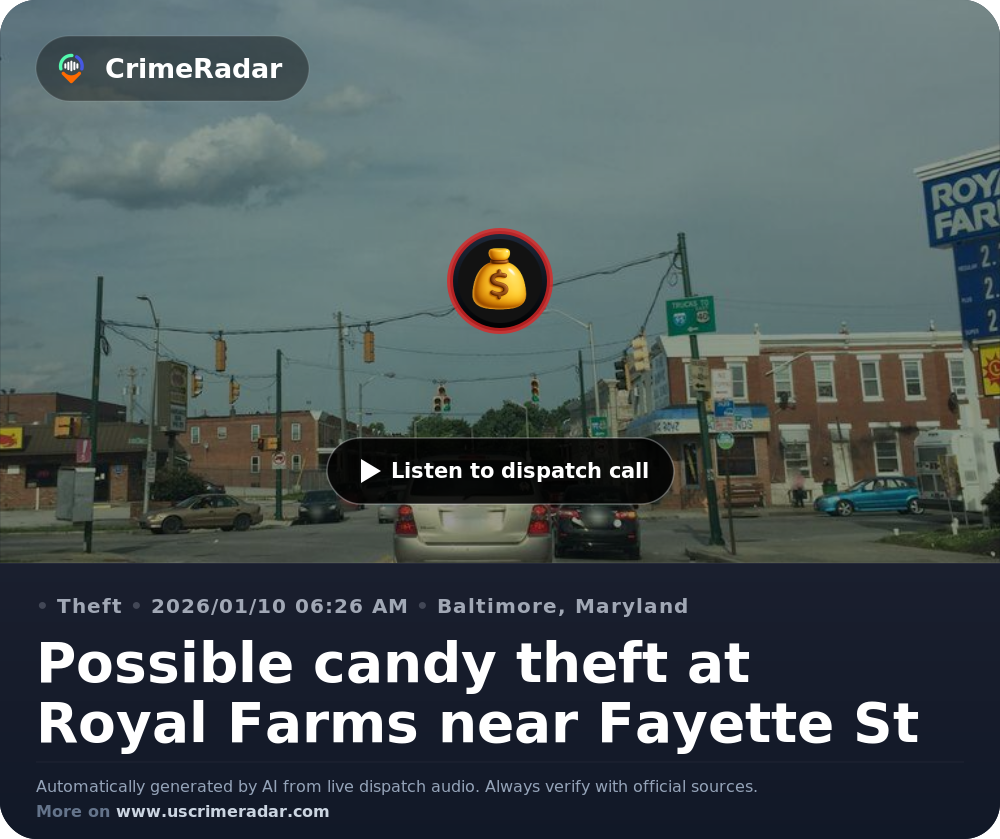 Possible candy theft at Royal Farms near Fayette St, Baltimore MD ...