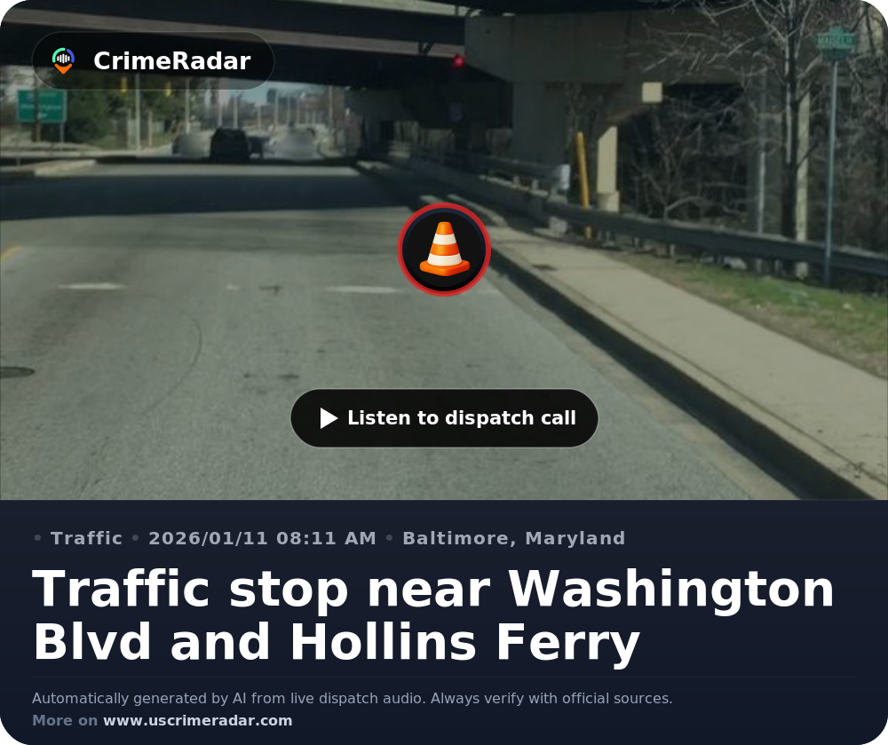 Traffic stop near Washington Blvd and Hollins Ferry, Baltimore MD ...