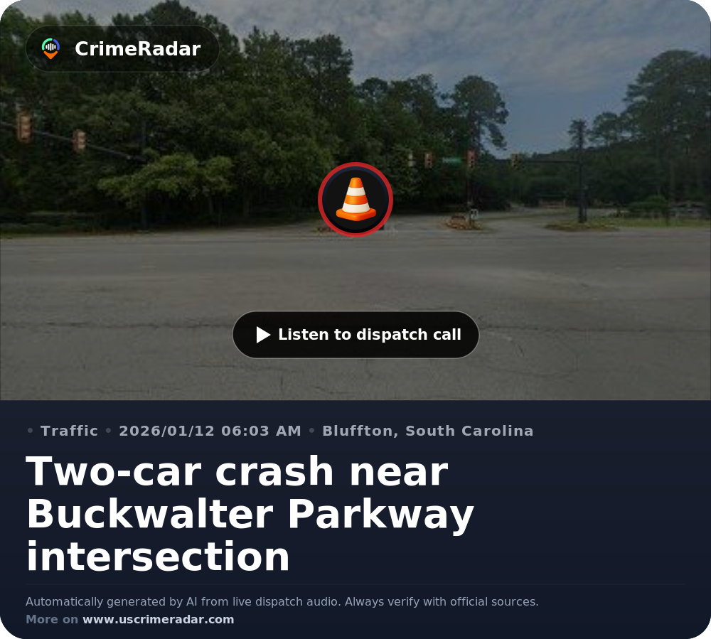 Two-car crash near Buckwalter Parkway intersection, Bluffton SC ...