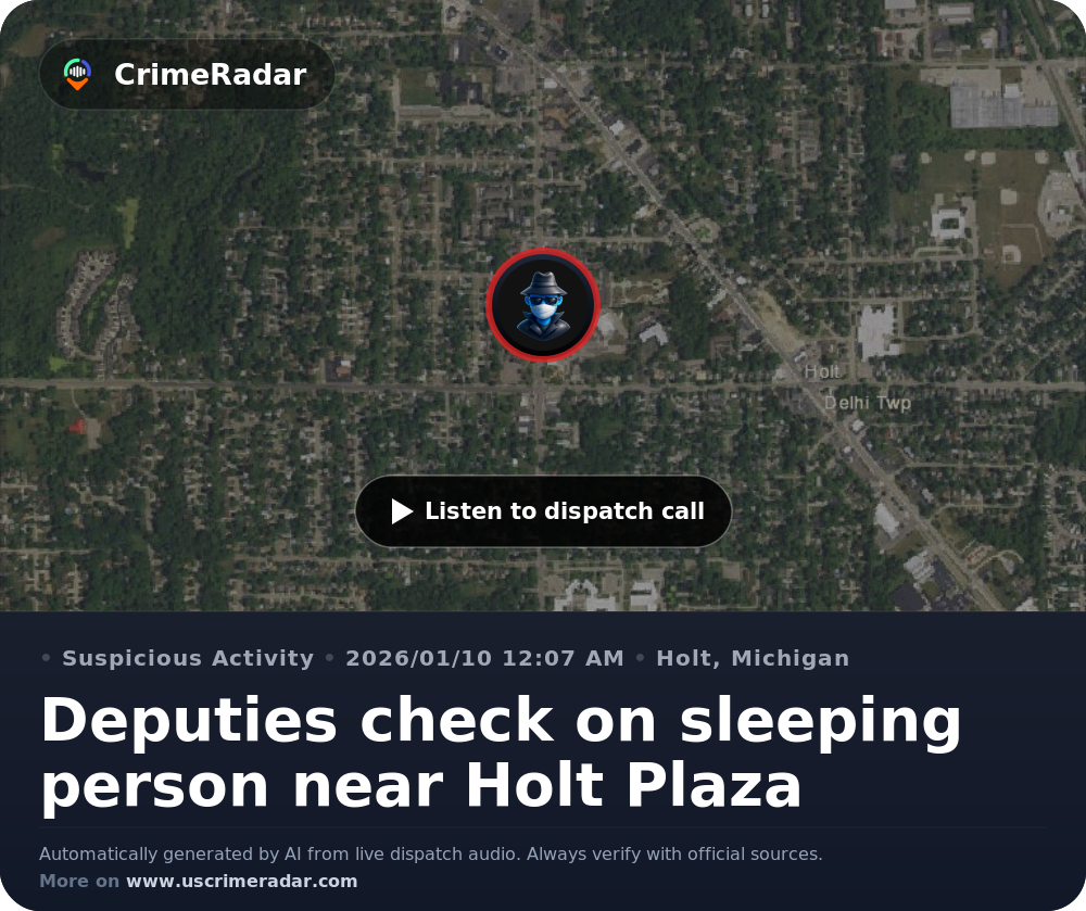 Deputies check on sleeping person near Holt Plaza, Holt MI | CrimeRadar