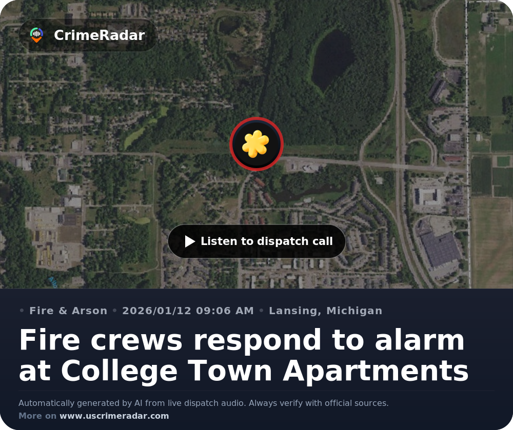 Fire crews respond to alarm at College Town Apartments, Lansing MI ...