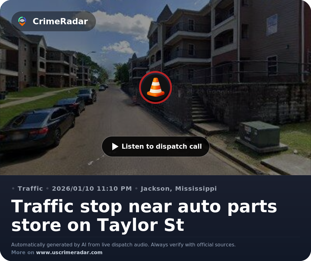 Traffic stop near auto parts store on Taylor St, Jackson MS | CrimeRadar