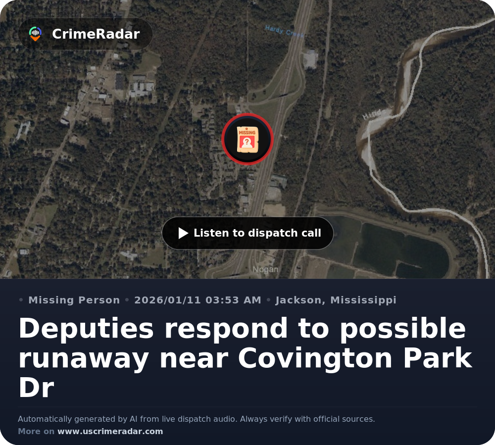 Deputies respond to possible runaway near Covington Park Dr, Jackson MS ...