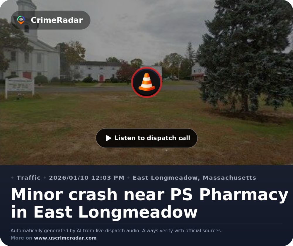Minor crash near PS Pharmacy in East Longmeadow, East Longmeadow MA ...
