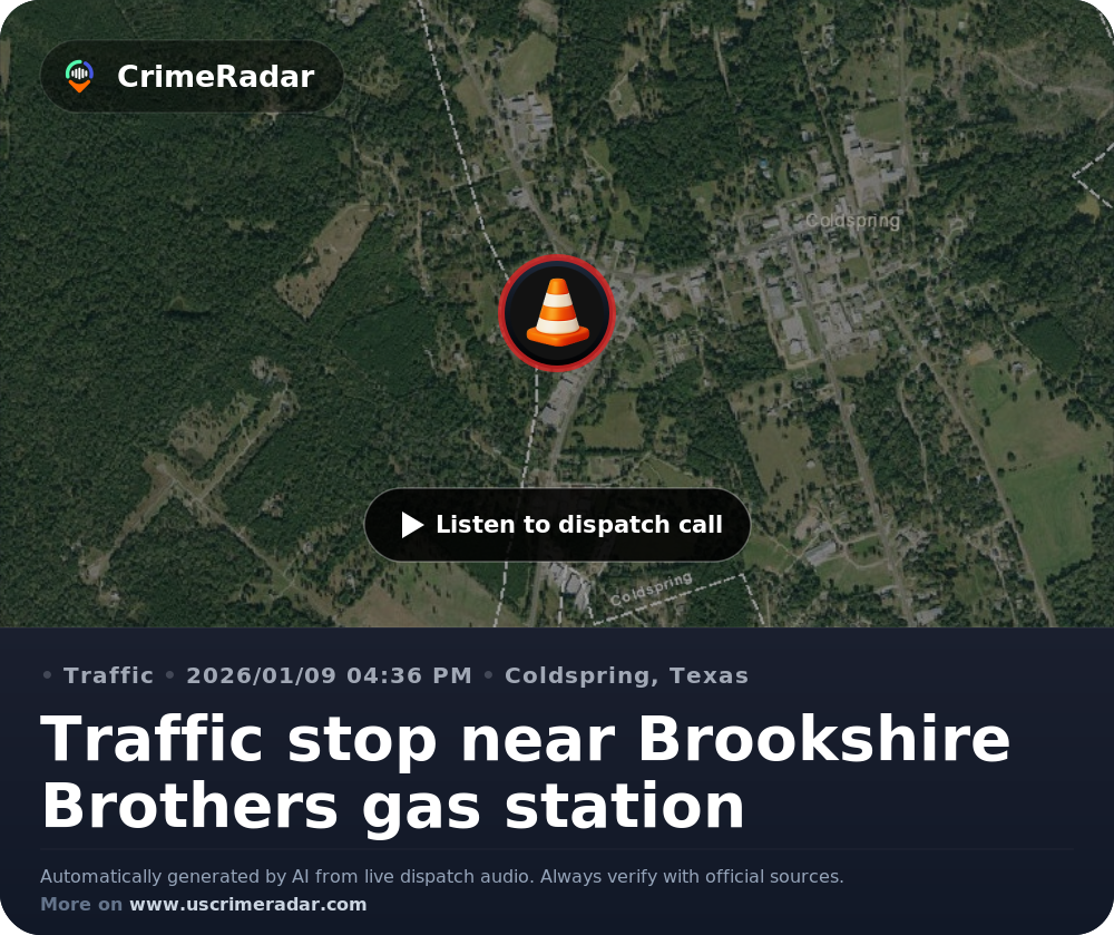 Traffic stop near Brookshire Brothers gas station, Coldspring TX ...