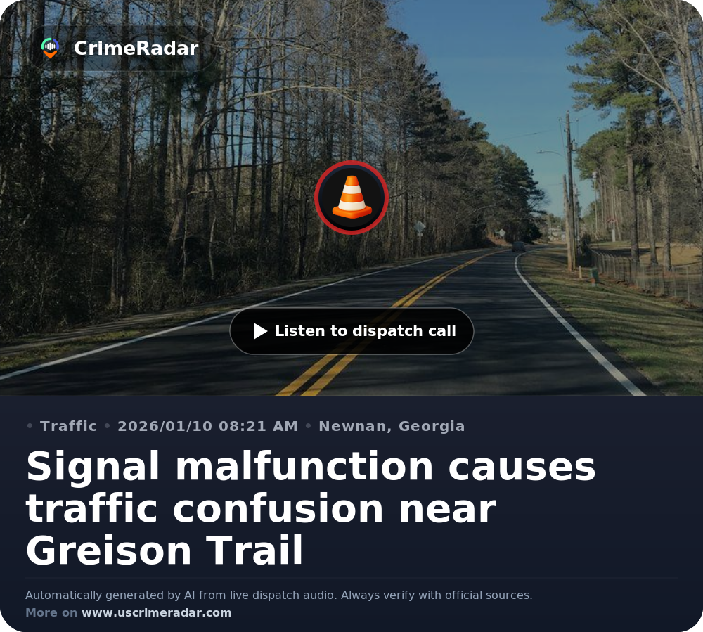 Signal malfunction causes traffic confusion near Greison Trail, Newnan ...