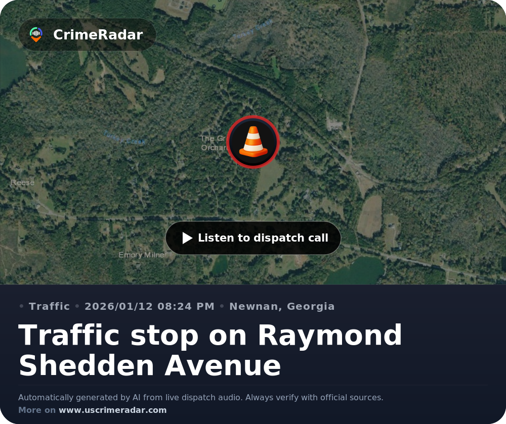 Traffic stop on Raymond Shedden Avenue, Newnan GA | CrimeRadar