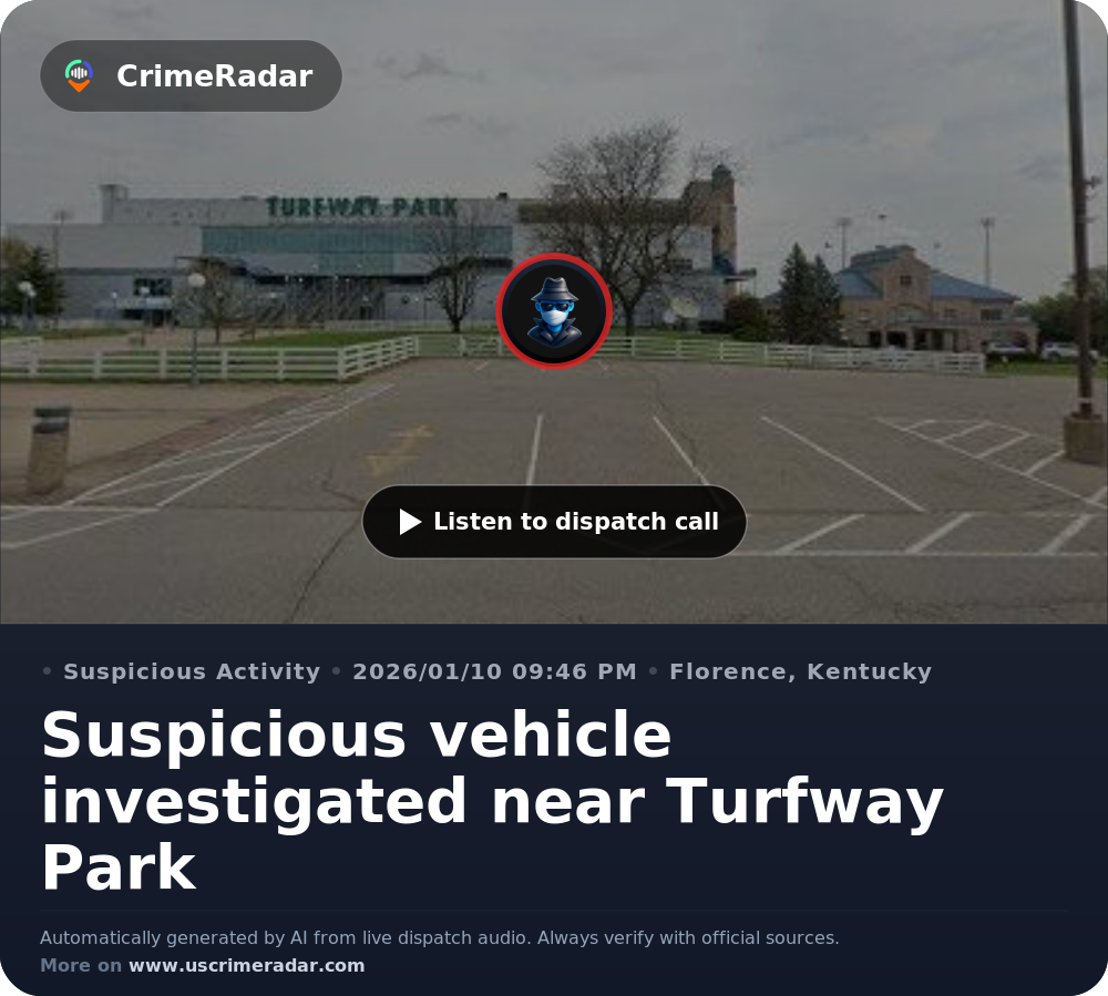 Suspicious vehicle investigated near Turfway Park, Florence KY | CrimeRadar
