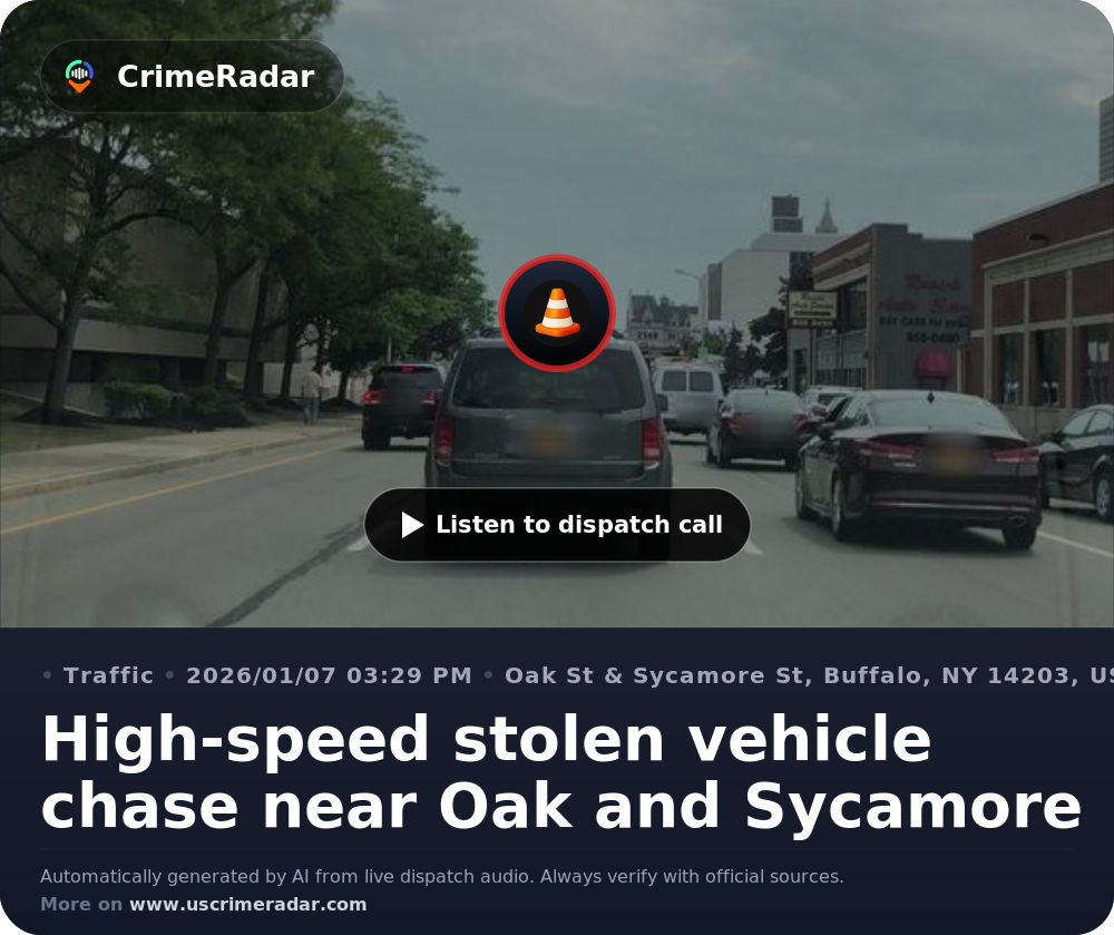 High-speed stolen vehicle chase near Oak and Sycamore, Buffalo NY ...