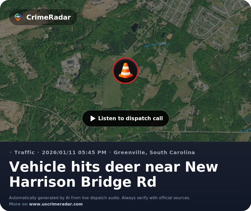 Vehicle hits deer near New Harrison Bridge Rd, Greenville County SC ...