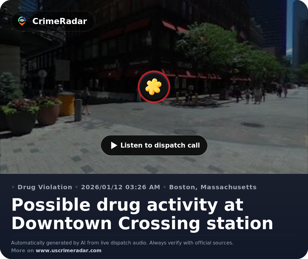 Possible drug activity at Downtown Crossing station, Boston MA | CrimeRadar