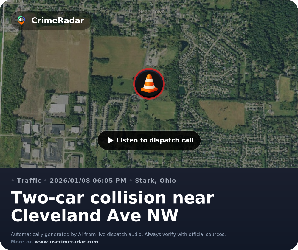 Two-car collision near Cleveland Ave NW, Stark County OH | CrimeRadar