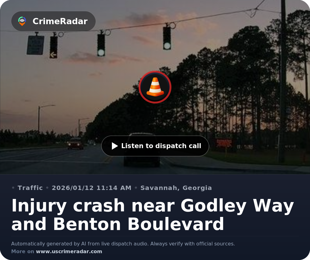 Injury crash near Godley Way and Benton Boulevard, Savannah GA | CrimeRadar
