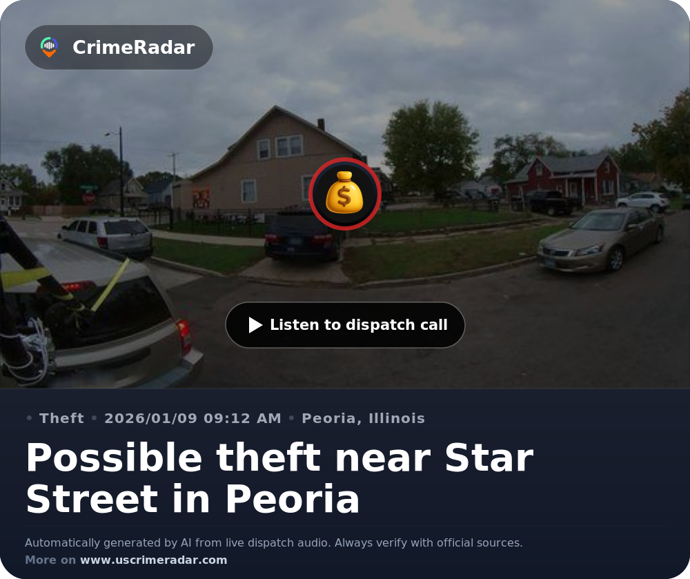 Possible theft near Star Street in Peoria, Peoria IL | CrimeRadar