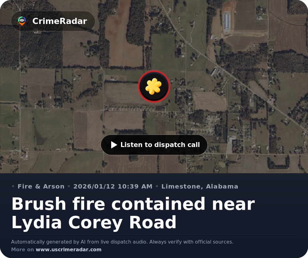Brush fire contained near Lydia Corey Road, Limestone County AL ...