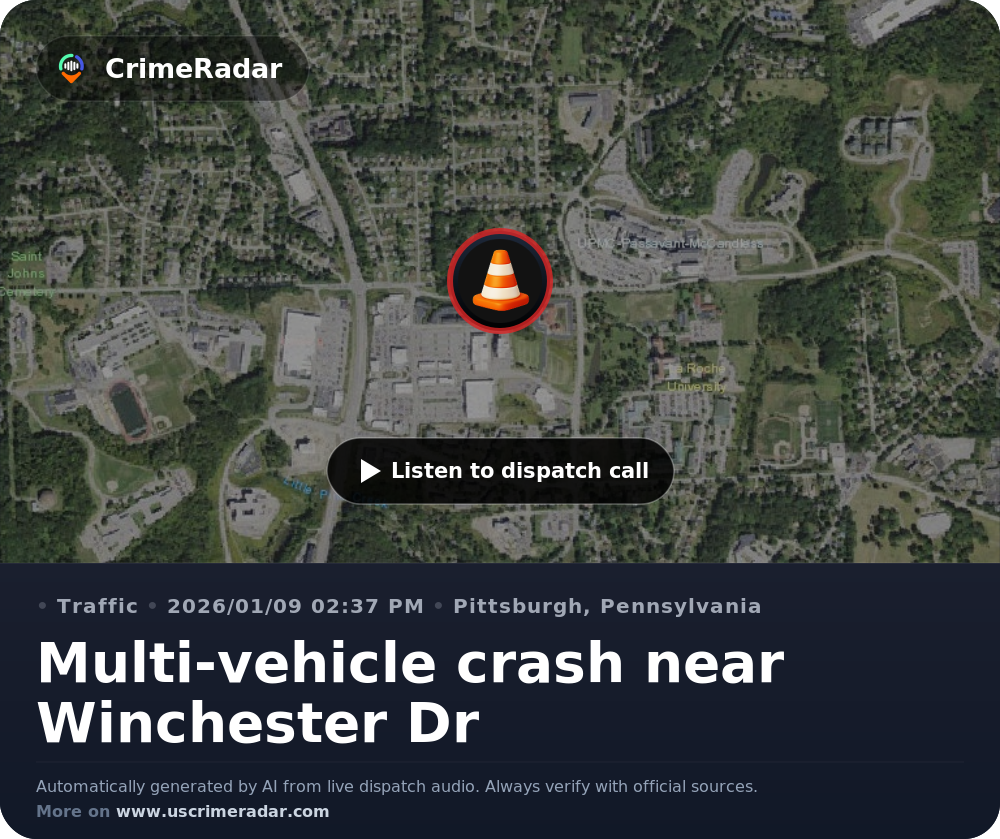 Multi-vehicle crash near Winchester Dr, Pittsburgh PA | CrimeRadar