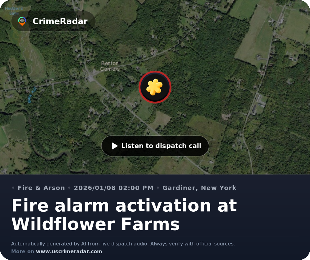 Fire alarm activation at Wildflower Farms, Gardiner NY | CrimeRadar