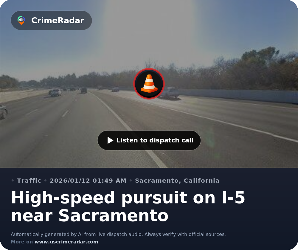 High-speed pursuit on I-5 near Sacramento, Sacramento CA | CrimeRadar