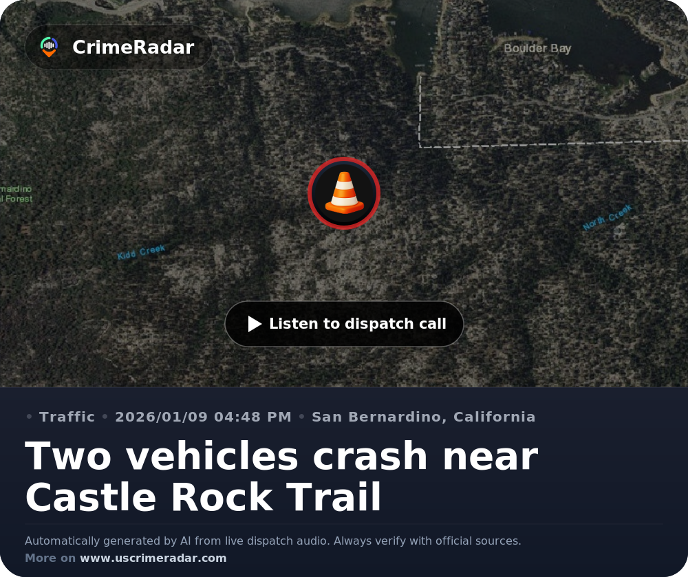 Two vehicles crash near Castle Rock Trail, San Bernardino County CA ...