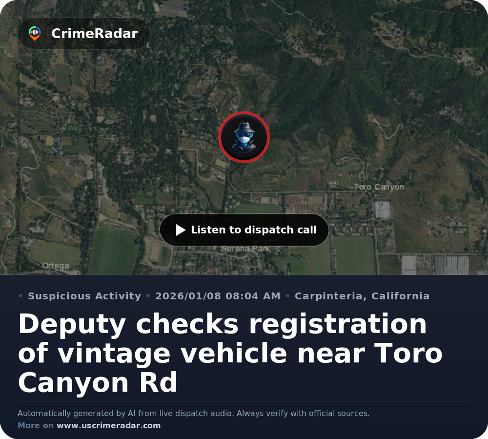 Deputy checks registration of vintage vehicle near Toro Canyon Rd ...