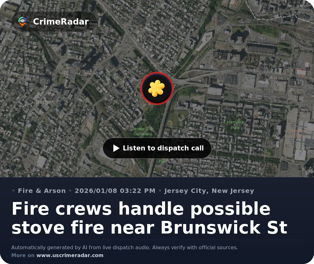 Fire crews handle possible stove fire near Brunswick St, Jersey City NJ ...