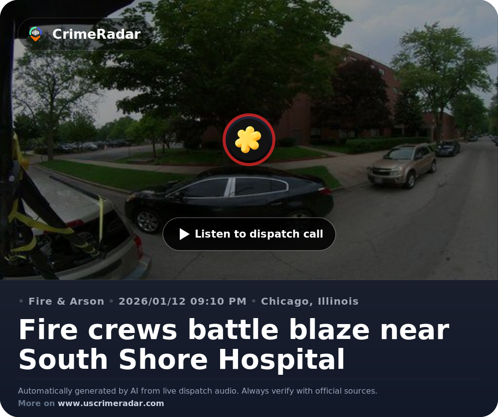 Fire crews battle blaze near South Shore Hospital, Chicago IL | CrimeRadar